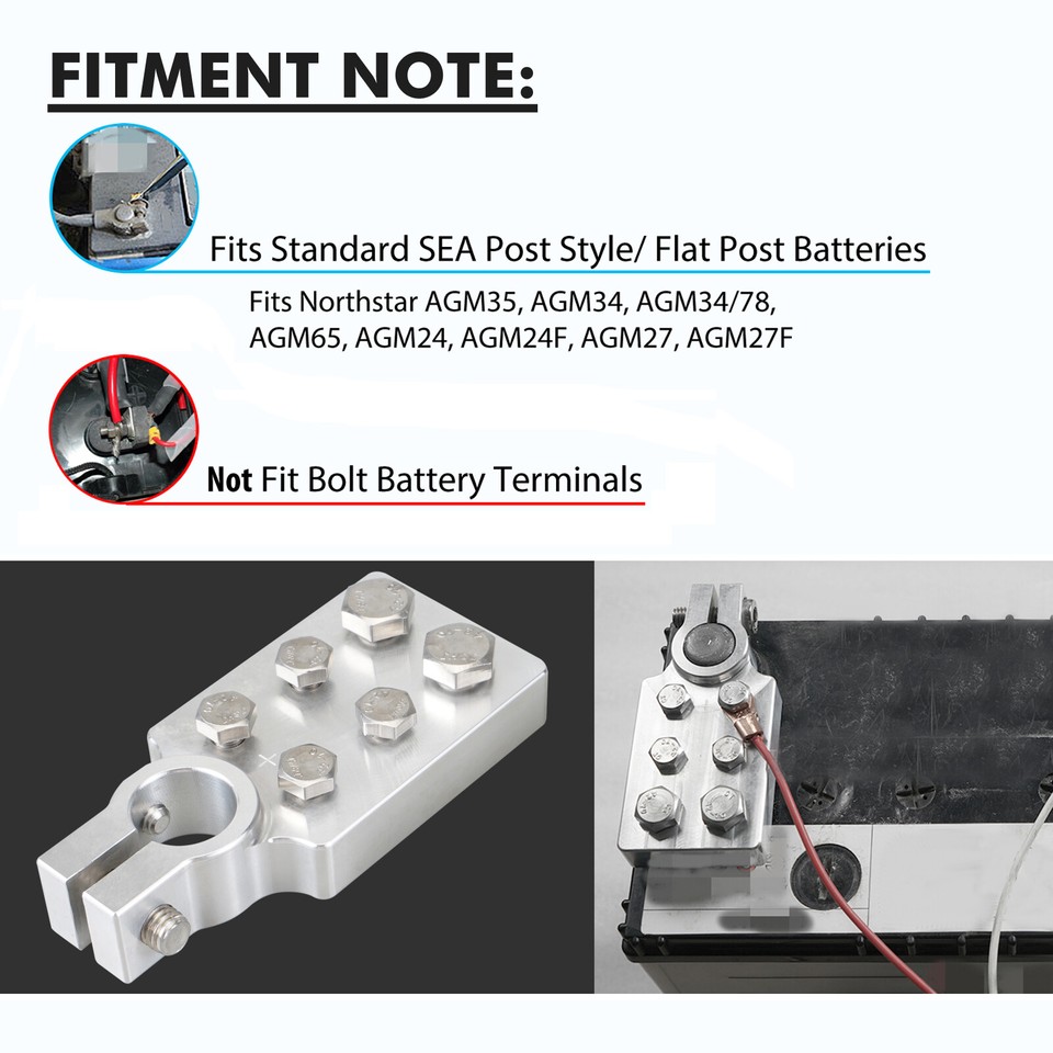 2PCS 6 Spot Car Audio Top Post Flat Lug Multi Connection Battery ...