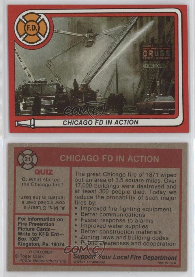 1981 KF Byrnes Fire Department Chicago FD in Action #21 s5q | eBay