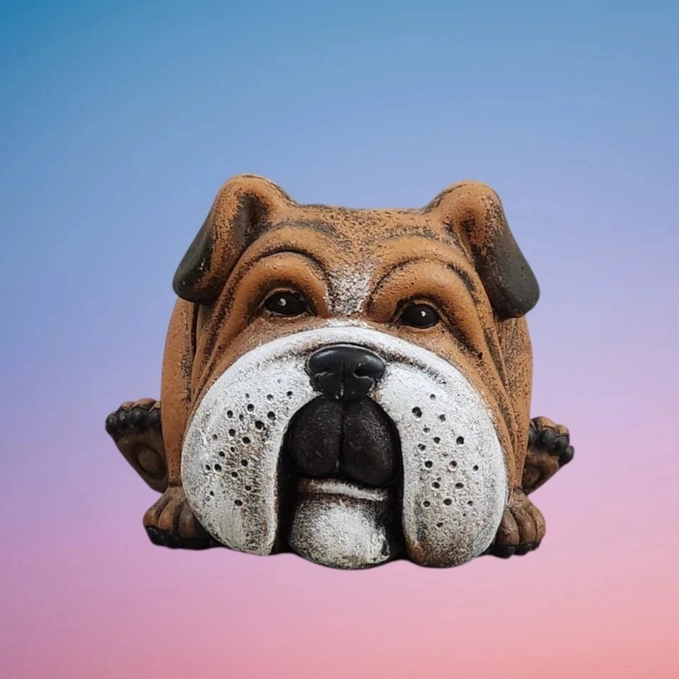 Bulldog Dog Plant Pot - Garden Ornament Indoor & Outdoor Planter 2 ...