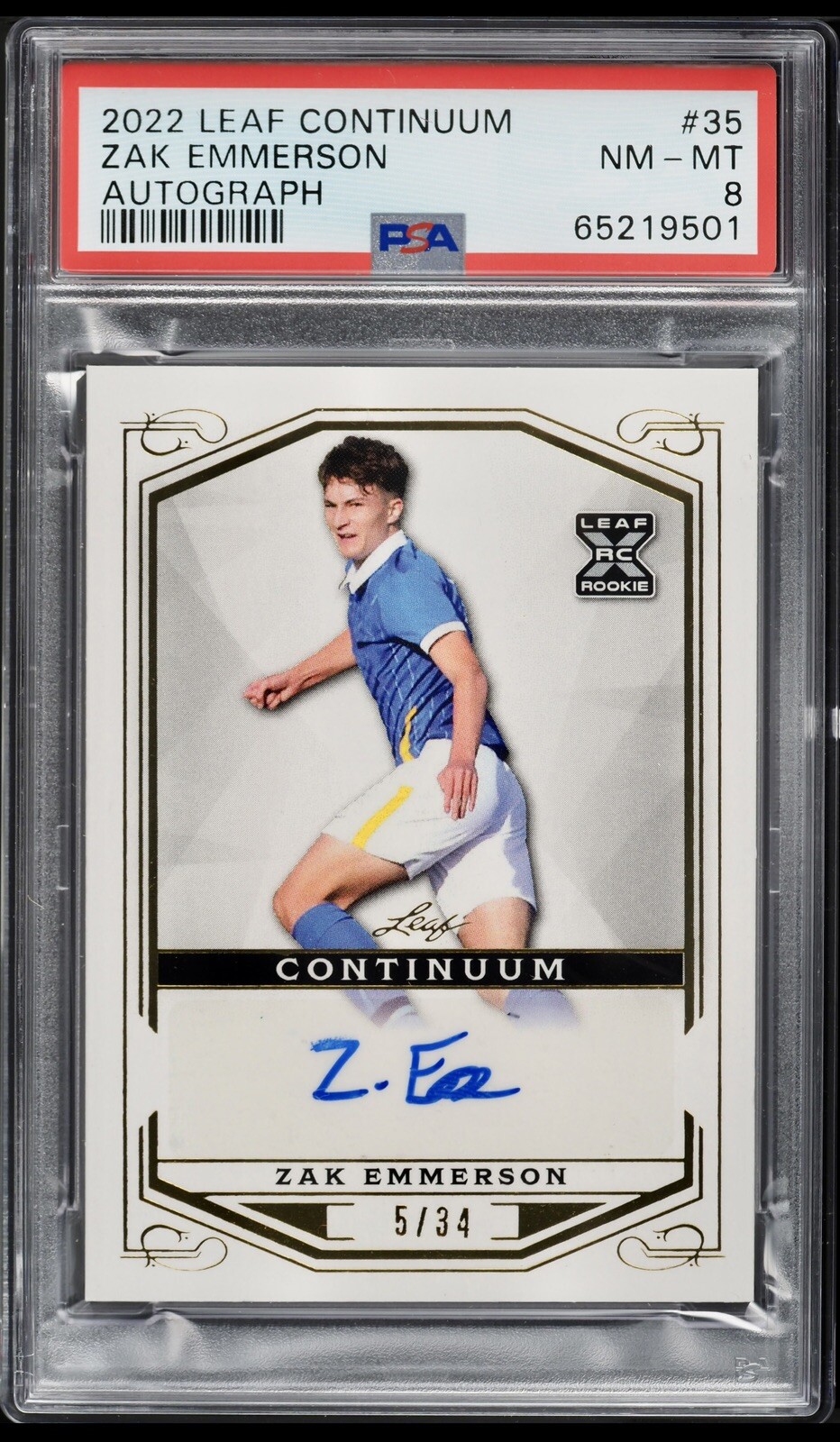 2022 Leaf Continuum Soccer Zak Emmerson Rookie RC Autograph Auto /34 ...