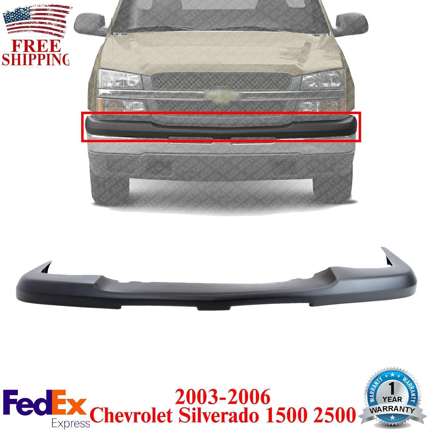 Front Bumper Upper Cover Textured For 2003-2006 Chevrolet Silverado ...