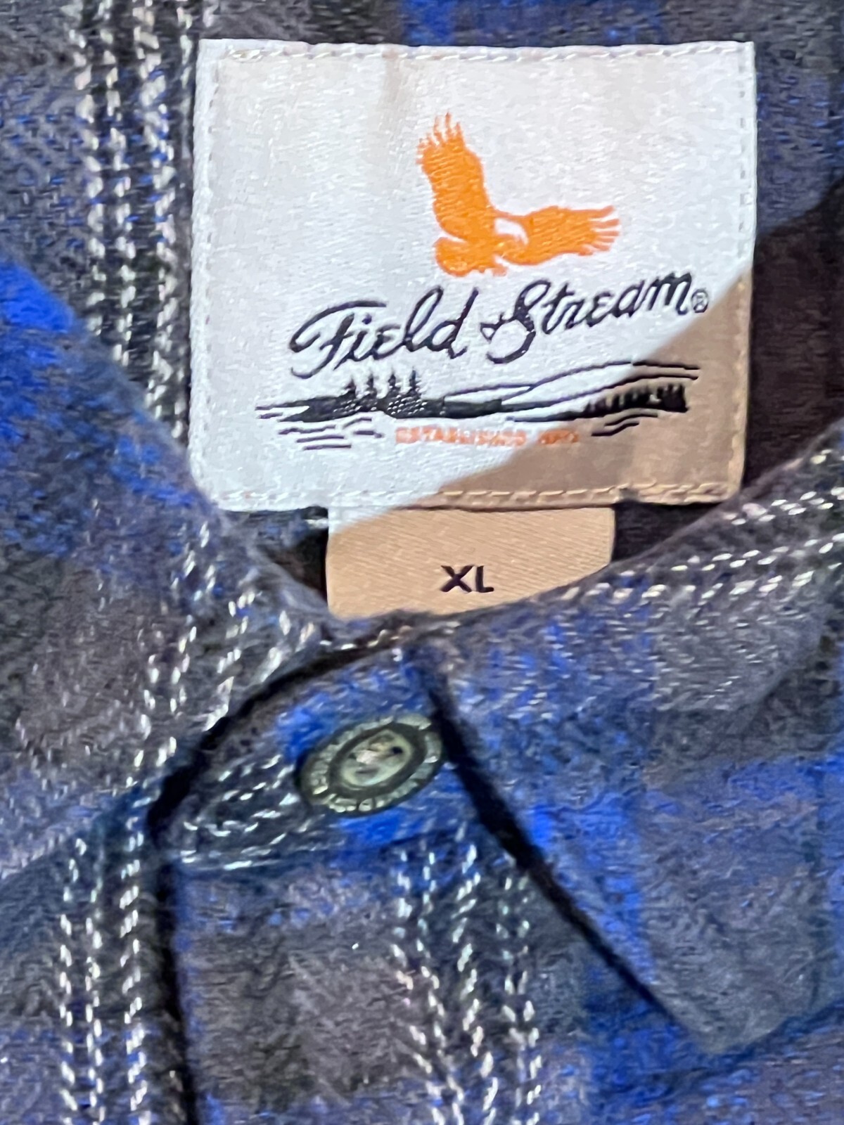 Field & Stream Shirt Adult Extra Large Blue Flannel Button Up Long ...