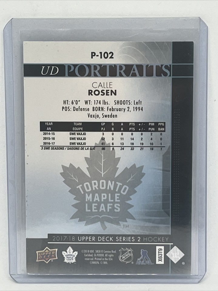 Toronto Maple Leafs - Calle Rosen - 17/18 UD Series 2 - UD Portraits ...