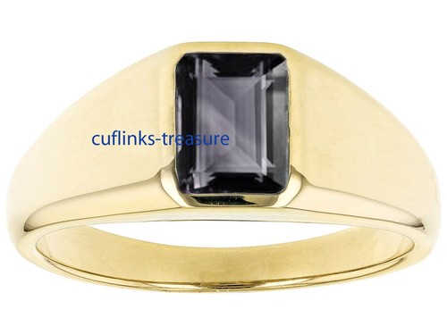 Natural Smoky Quartz Gemstone with 925 Sterling Silver Gold Plated Men ...