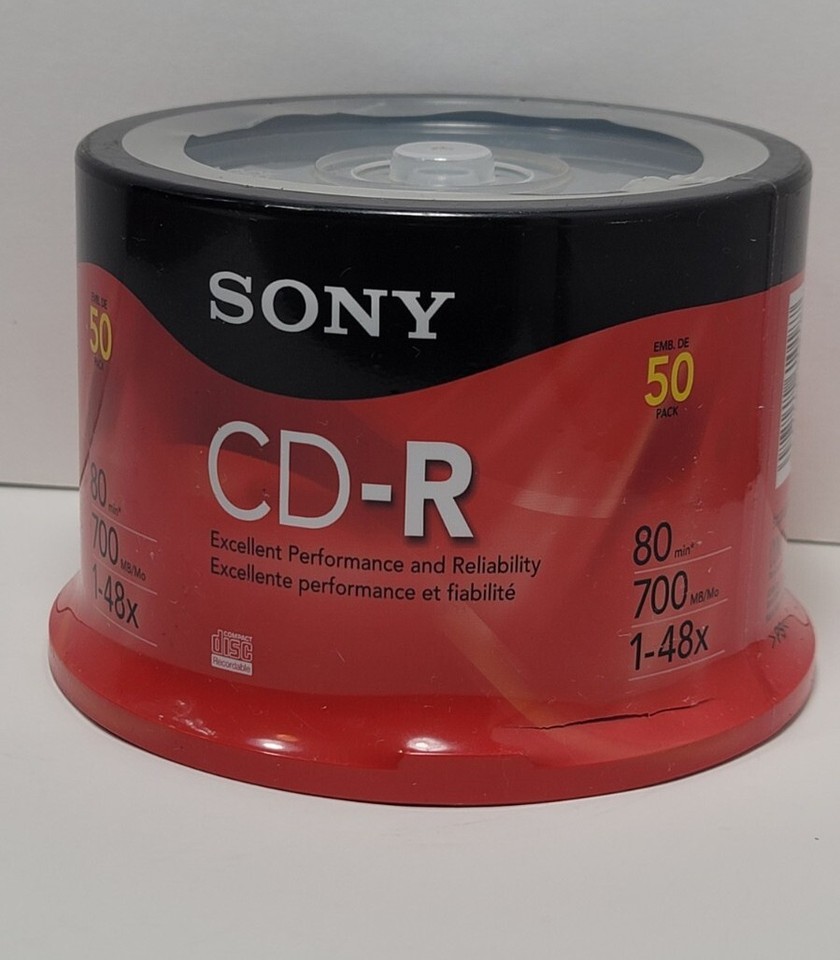 SONY 50 Pack CD-R 80 Minute Blank 700MB 1-48X Recordable Disc New ...