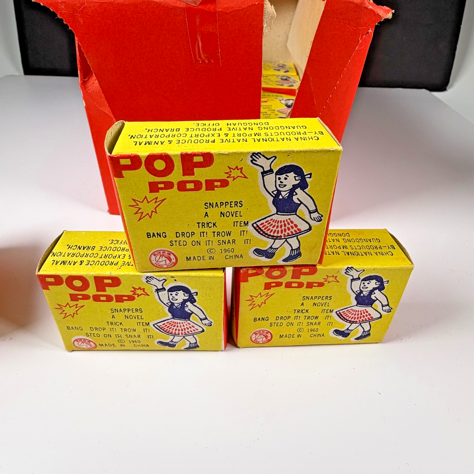 Vintage 1960 Pop Pop Snappers Partial Case of 24 Yellow Boxes Fireworks ...