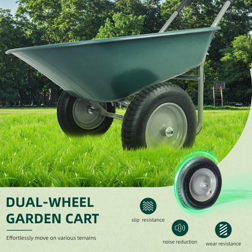 Dual-Wheel Garden Wheelbarrow with Pneumatic Tires and Reinforced ...