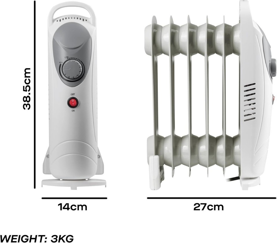 NEW DAEWOO 800W 5-Fin Mini Oil Filled Electric Portable Radiator In ...