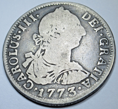 1773 Spanish Bolivia Silver 2 Reales Genuine Antique Two Bits 1700's ...
