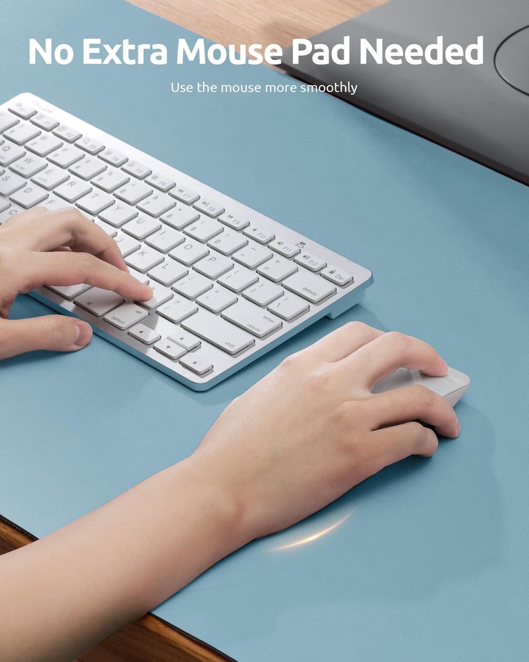 Leather Desk Protector Mat Large Mouse Pad 23.6x13.8 Inch Ice Blue ...