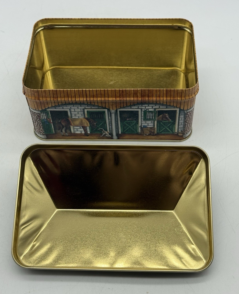 Century Resources Inc Decorative Metal Tin Horse Stable Scene Lidded | eBay