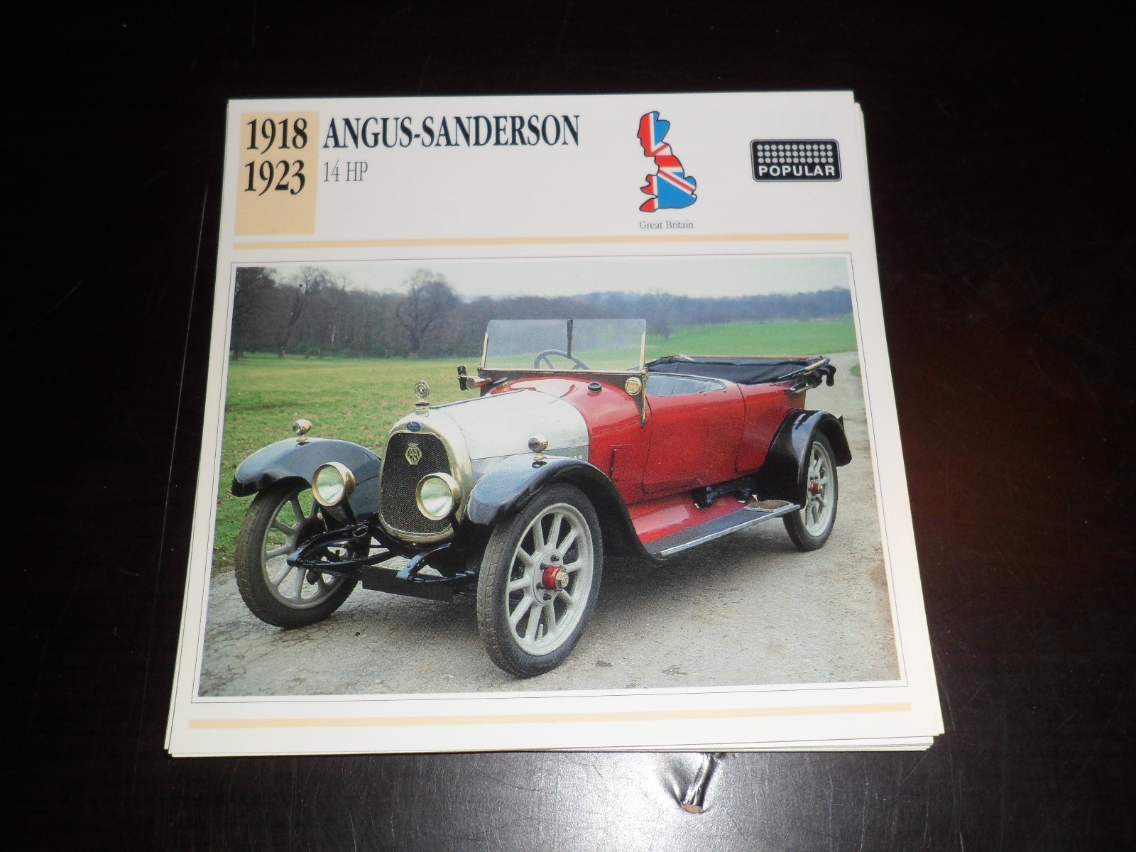 1918 - 1923 Angus-Sanderson 14HP Car Photo Spec Sheet Stat Info CARD | eBay