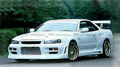 For Nissan R34 Skyline GTR JUN Style FRP Fiber Unpainted Front Bumper ...