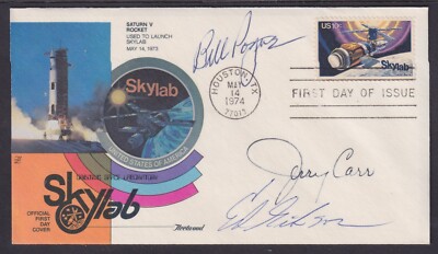 Bill Pogue, Jerry Carr & Ed Gibson, Skylab IV Astronaut crew signed ...