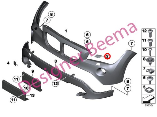 BMW X1 E84 Front Bumper Headlight Washer System Cover Set (JS) | eBay