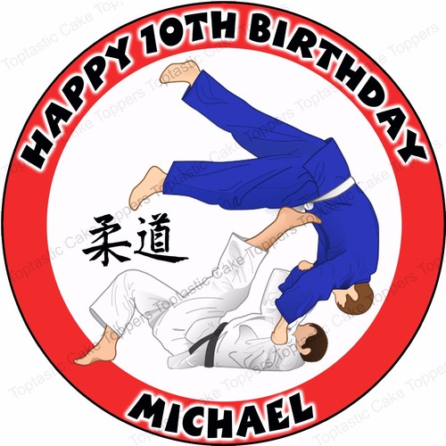 Personalised Judo Martial Arts Round Edible Icing Birthday Party Cake ...