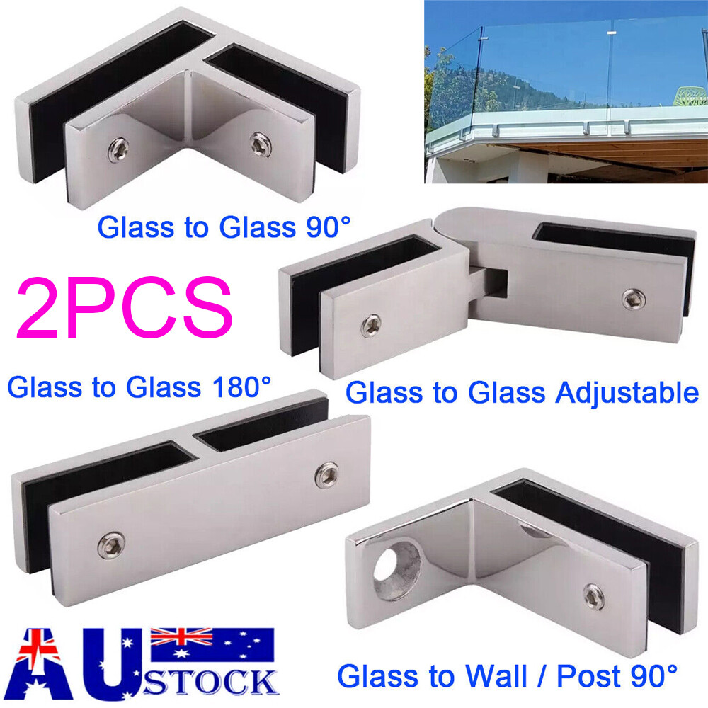 2PCS Glass Clamps Stainless Joiner Bracket Balustrade Pool Fence ...