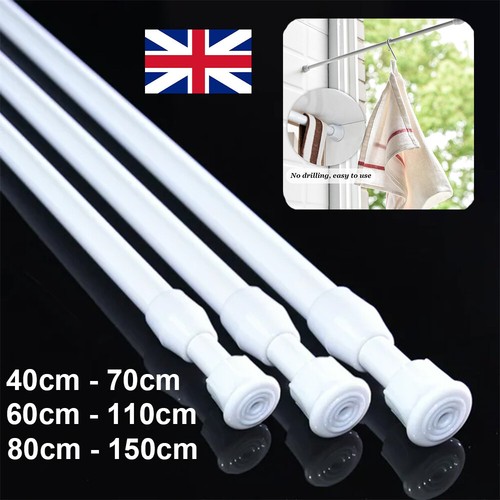 Extendable Spring Loaded Net Rod Telescopic Voile Tension Curtain Rail ...
