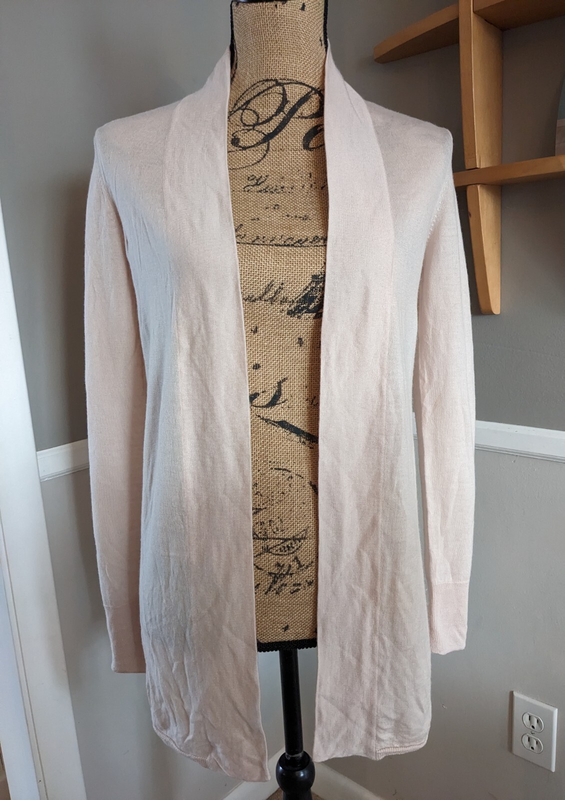 TALBOTS Pale Pink 100% Pure Italian Merino Wool Long Open Drape ...