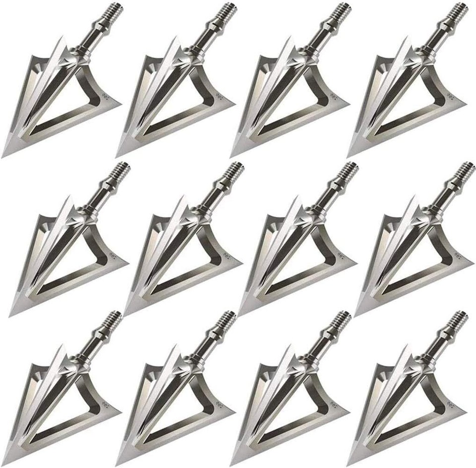 Archery Broadheads 100/125 Grain Fixed Blades Stainless Steel Hunting ...