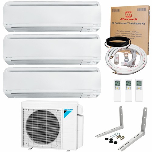 Daikin 3-Zone 9k+12k+18k 24000 BTU 18 SEER2 Mini-Split Heat Pump Air ...