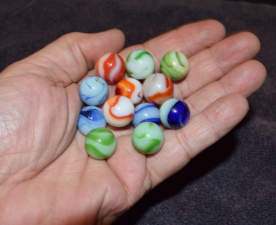 Vintage Mixed American Toy Marbles lot of 12 Marbles Size Approx .625 ...