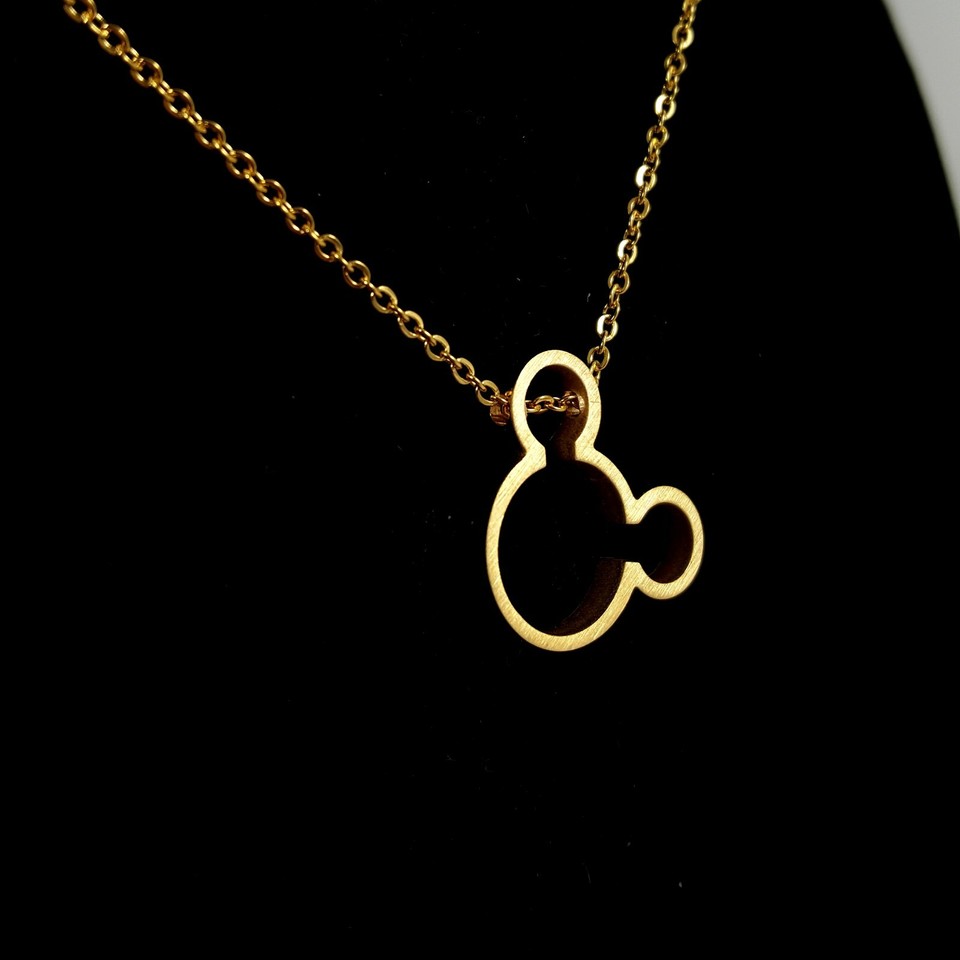 Mickey Mouse GOLD Dainty Necklace in Gift Box Disney Character Mouse ...