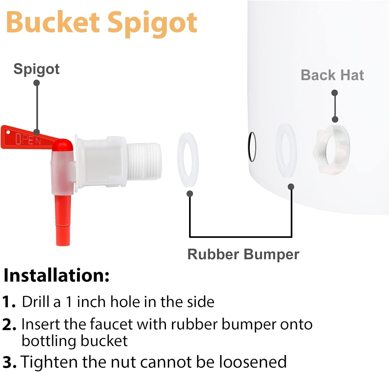 3 Pack 5 Gallon Bucket Spigot Tap Faucet for Homebrew Wine Beer Brewing ...