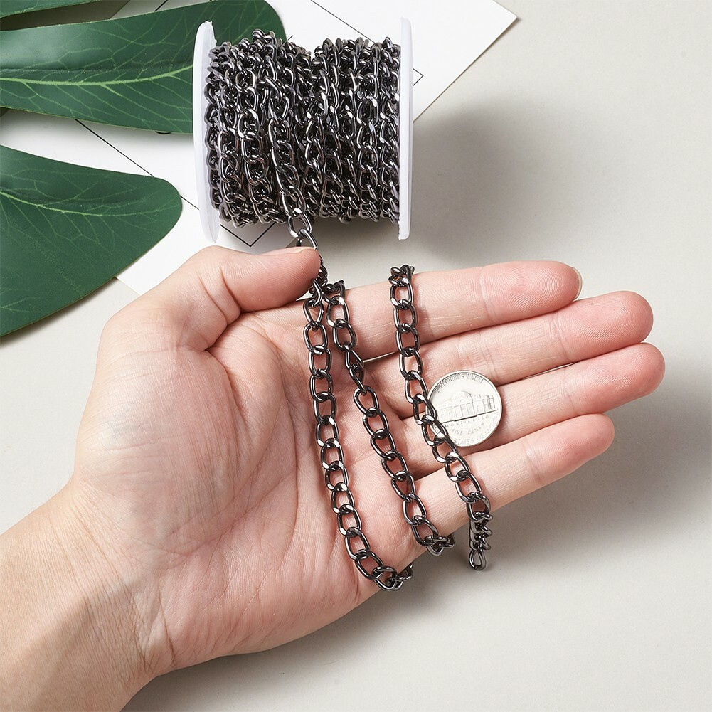 1 Roll 16.4Ft Aluminum Twist Curb Cross Chain Black Unwelded Link Chain ...