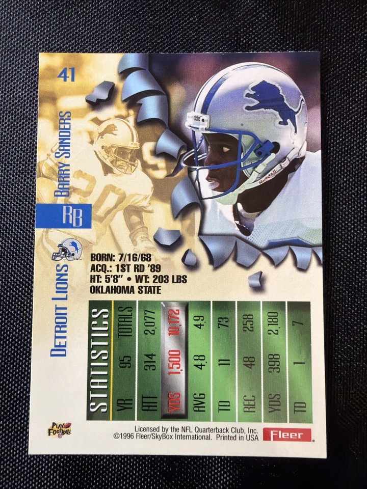 1996 Fleer Metal - Barry Sanders #41 PM Precious Metal | eBay