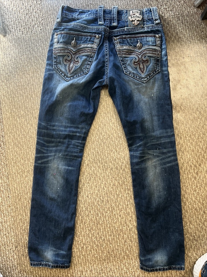 Rock Revival Beney Alt Straight Distressed Men's Size 32 Jeans | eBay