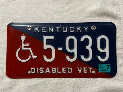 LICENSE PLATES KENTUCKY DISABLED VETERAN 5-939 | eBay