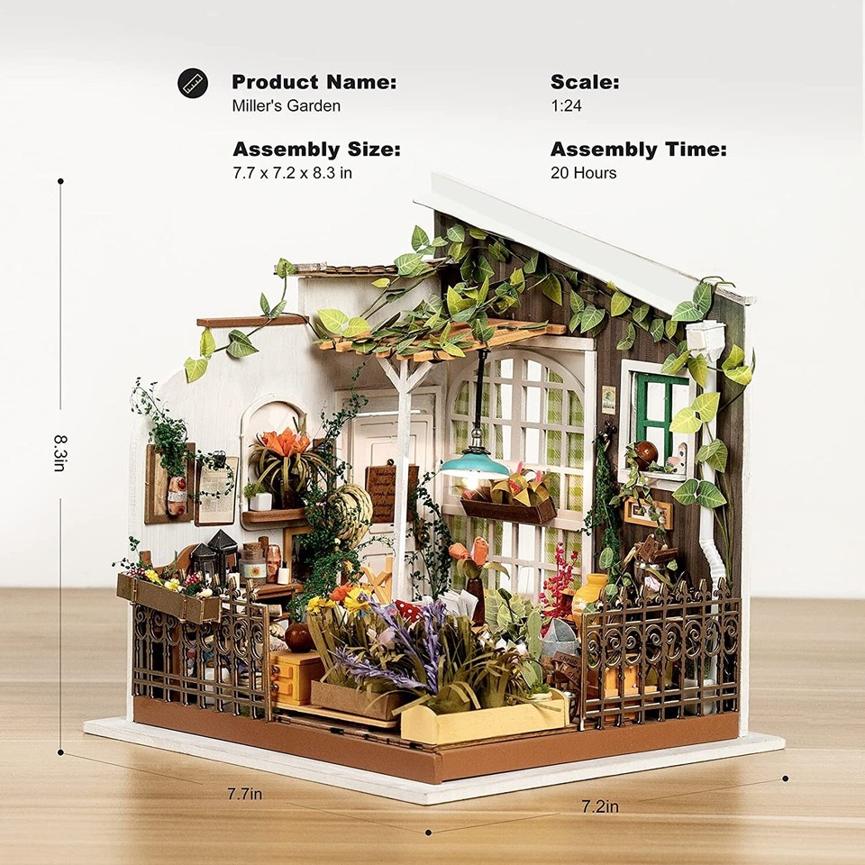 ROKR DIY Miniature Dollhouse Kit With LED Mini Model Building Kids Xmas ...