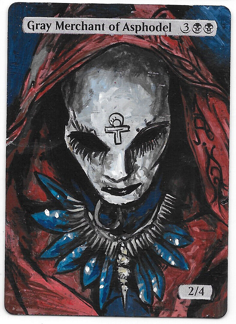 Gray Merchant of Asphodel ALTERED ART MTG Rare Magic Hand Painted ...