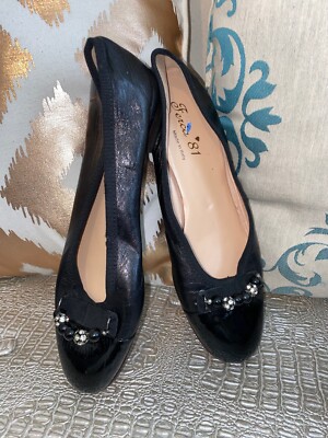 Ferca 81 Women's Black Leather Patent Cap Toe Flat Shoe Size 38 8 | eBay