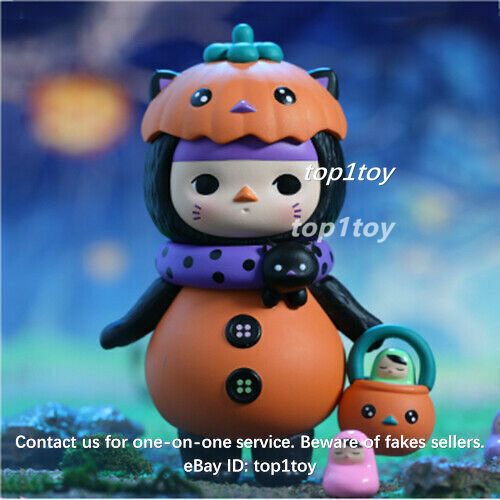 POP MART x PUCKY Monster Babies Pumpkin Black Cat Mini Figure | eBay