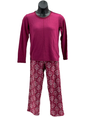 Hanes Comfort Sleep French Terry and Fleece Pajama Set Berry/Damask | eBay