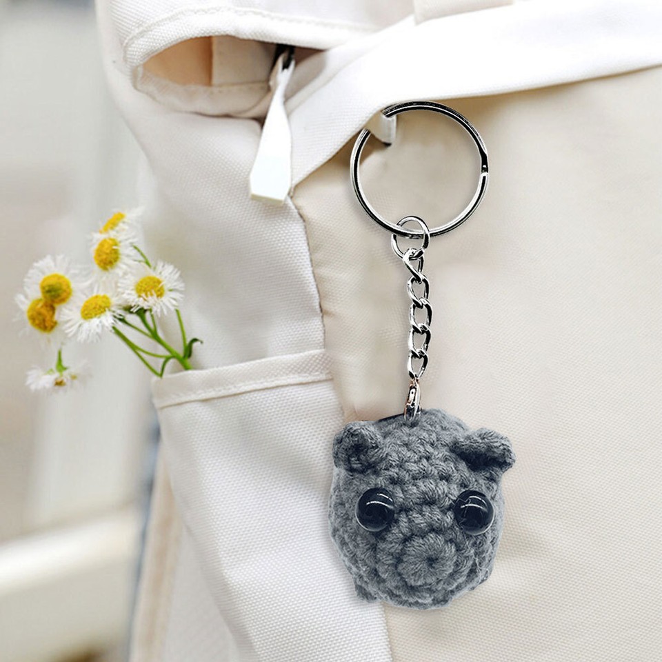 Sad Hamster Keychain Kawaii Pendant Keychain Crochet Plush Sad Hamster ...
