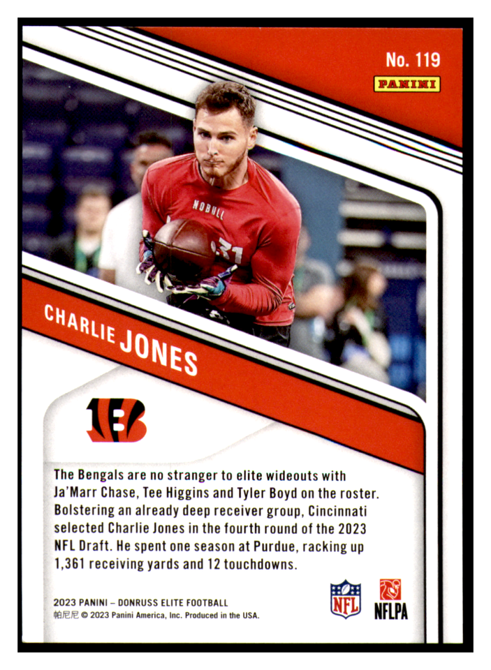 2023 Donruss Elite Charlie Jones RC Status Explosion /625 Cincinnati ...