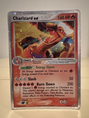 Charizard EX 105/112 Holo Rare Pokemon TCG - FireRed & LeadGreen CHASE ...