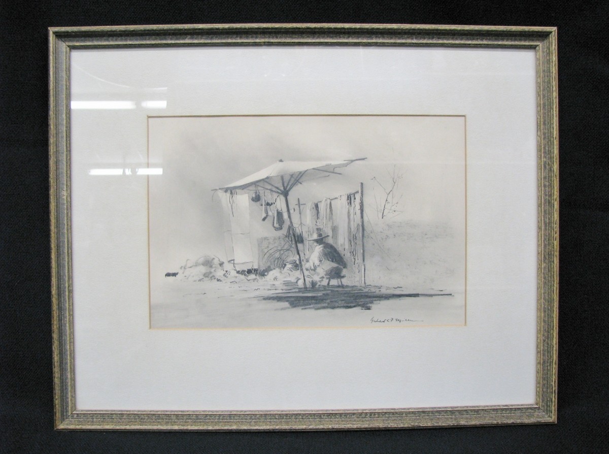 Original Matted & Framed GERHARD C F MILLER Pencil Drawing; Mexican ...