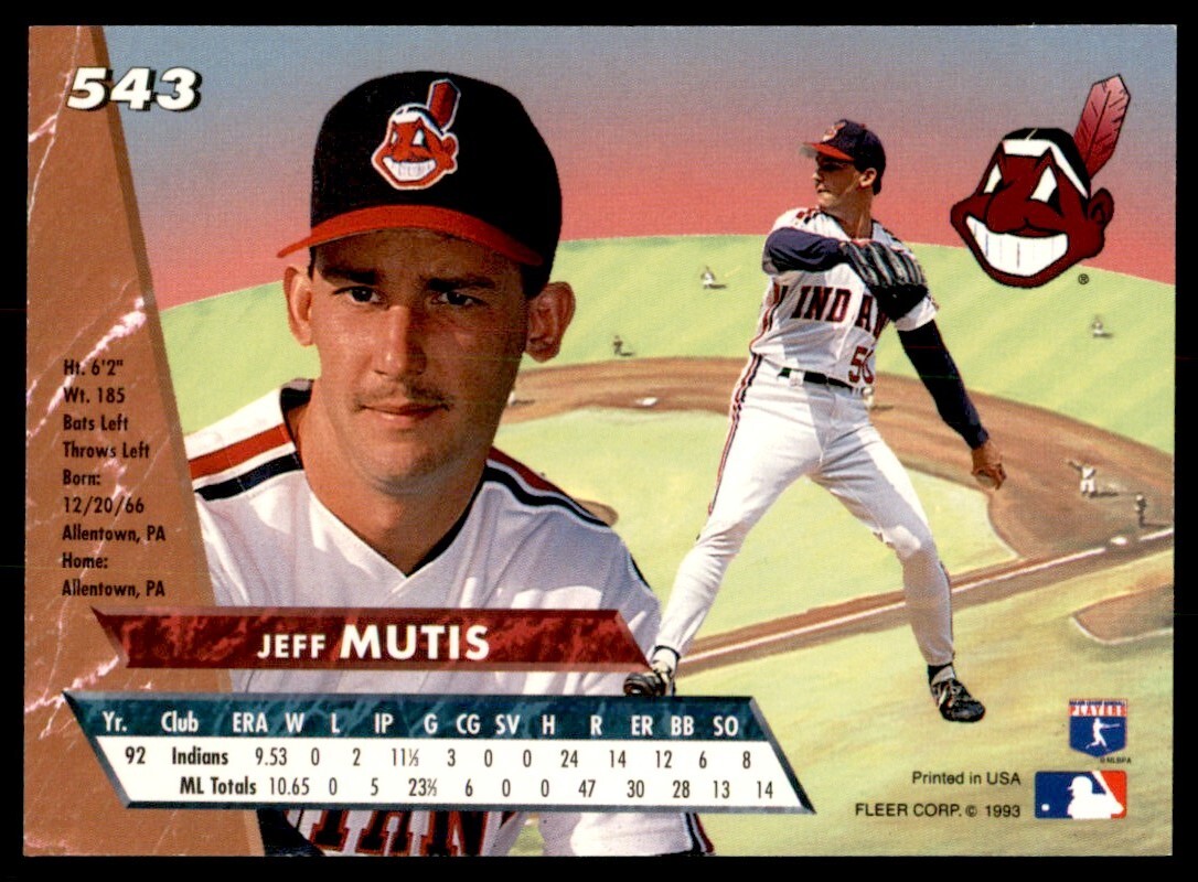 1993 Ultra Jeff Mutis Cleveland Indians #543 | eBay