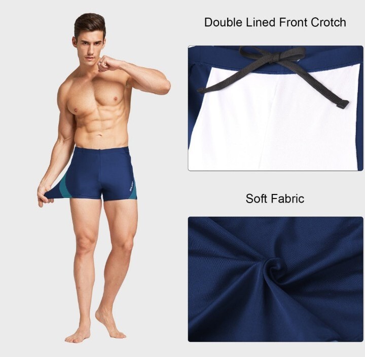 BALEAF Men's Square Leg Athletic Swim Jammers Durable Training Splice ...