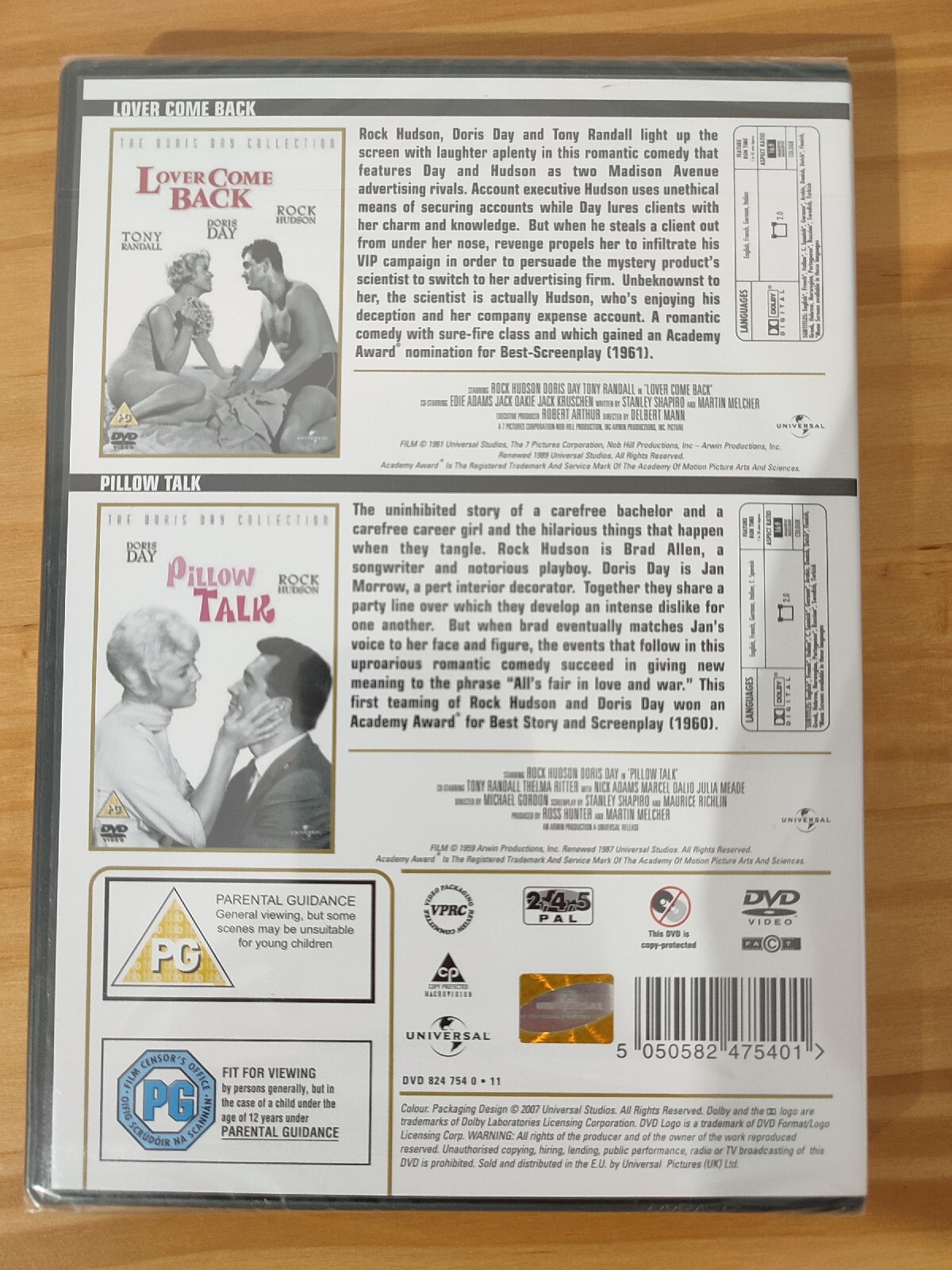 Lover Come Back + Pillow Talk DVD Doris Day Rock Hudson Tony Randall ...