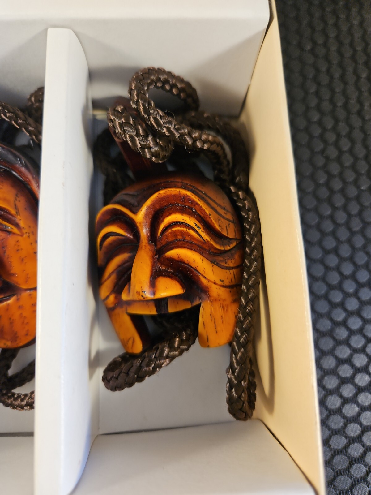 Vintage Korean Hand Carved Wood Hahoe Mask Bolo Ties … - Gem