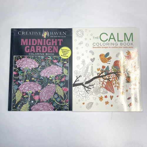 Adult Coloring Books 2 Book Lot Midnight Garden The Calm Coloring Book ...
