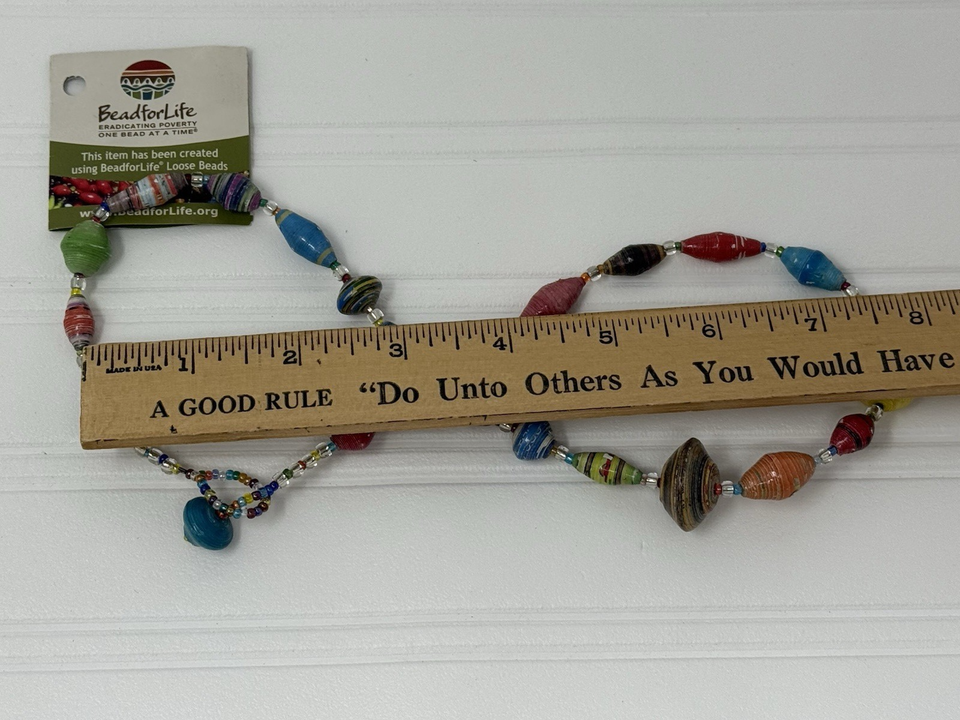 NWT Bead For Life Necklace Multi Color Paper Beads Made In Uganda New ...