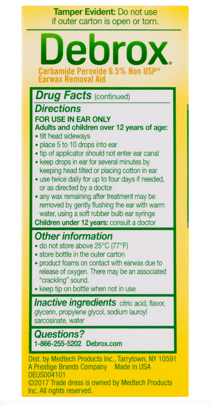 2 Pack Debrox Drops Earwax Removal Aid Kit 15 Ml Drops With Bulb ...