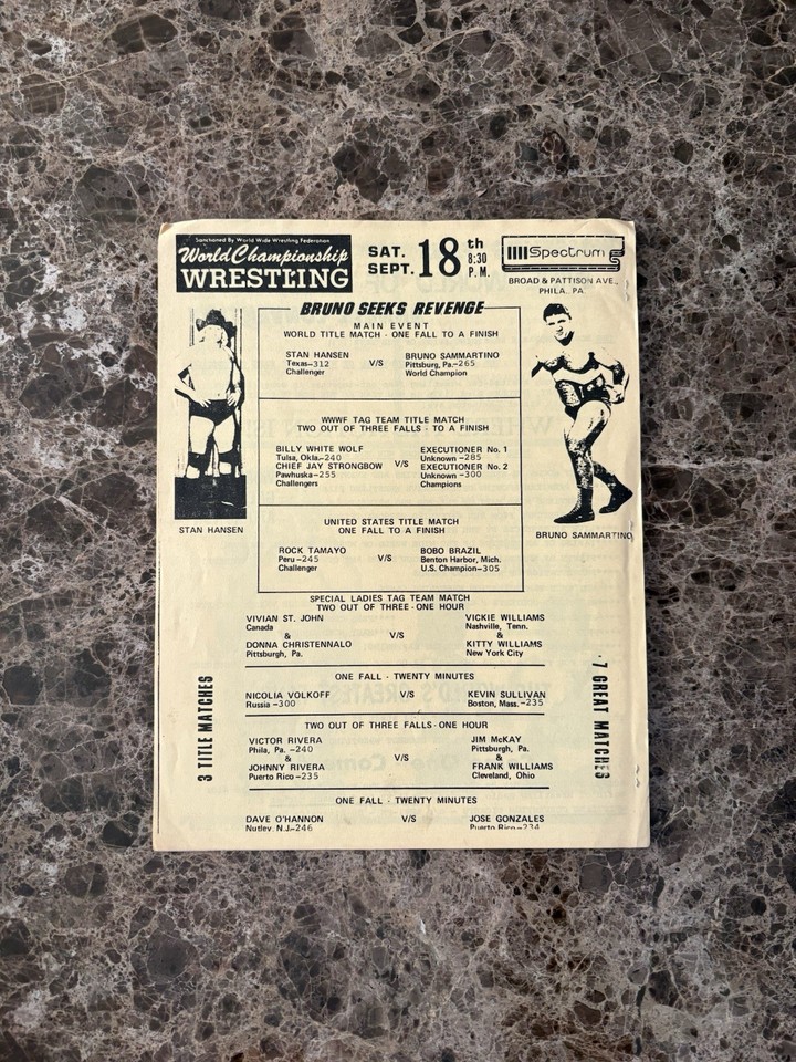 WWF Wrestling Program Fanzine 09/10-1976 NWA WCW WWE Dusty Andre ...
