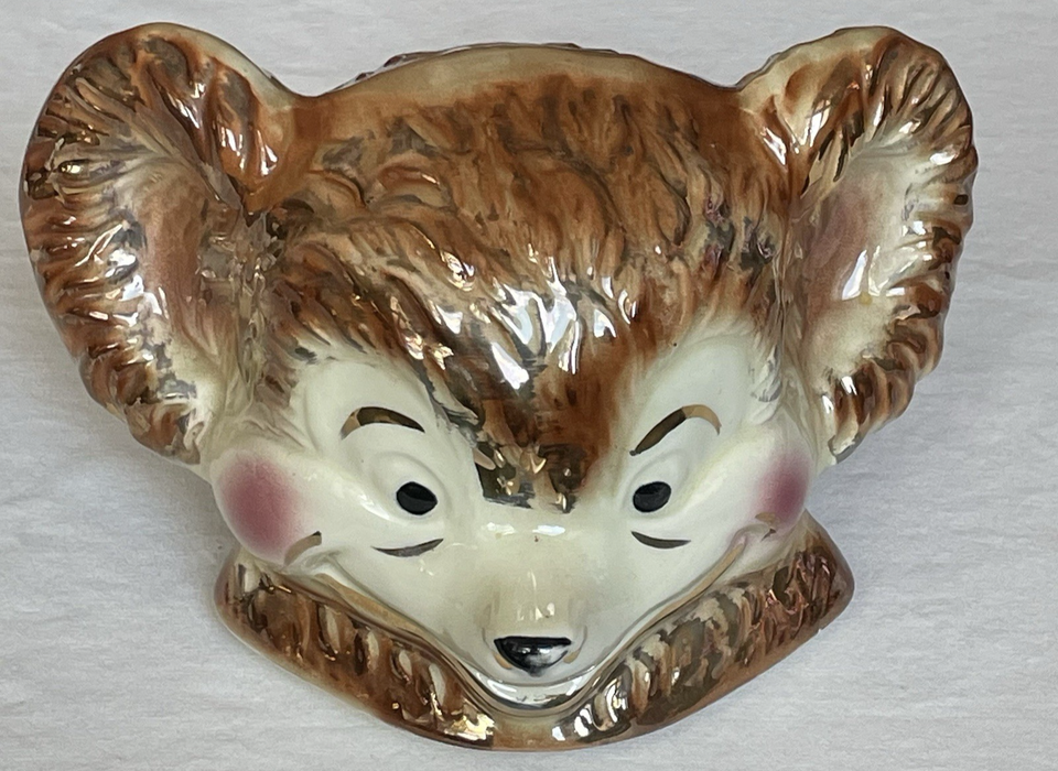 Rare Vintage Gold Trim Brush McCoy Cookie Jar Teddy Bear With Green ...